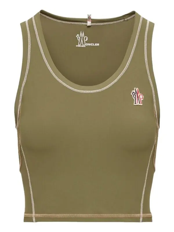 Moncler Polartec Cropped Performance Top - Olive Green