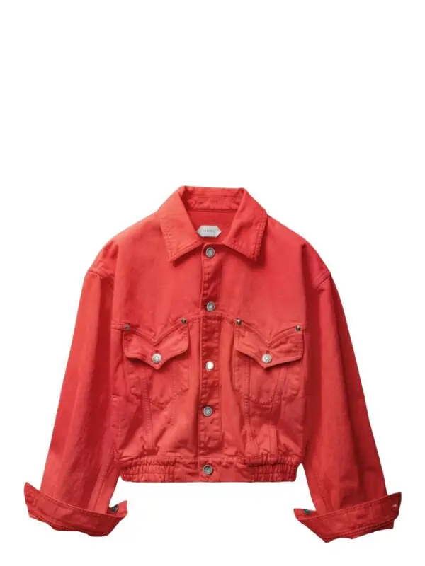 Versace Oversized Denim Jacket With Medusa Hardware - Red