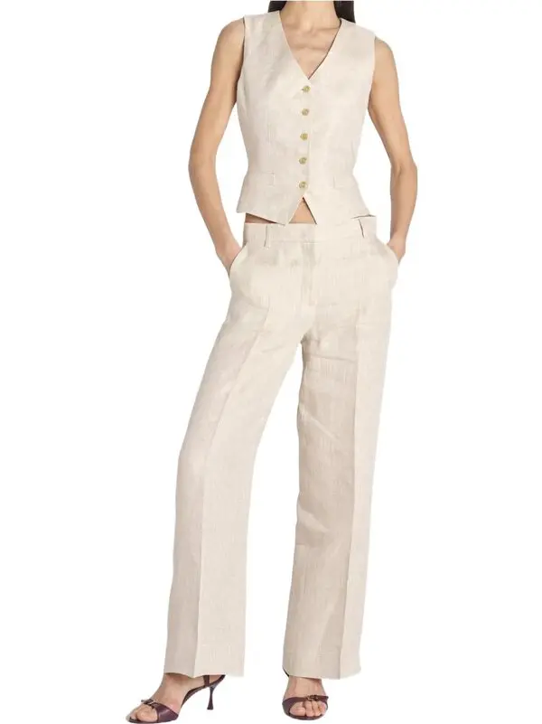 Max Mara V-neck Sleeveless Gilet With Button Closure And Pockets - White