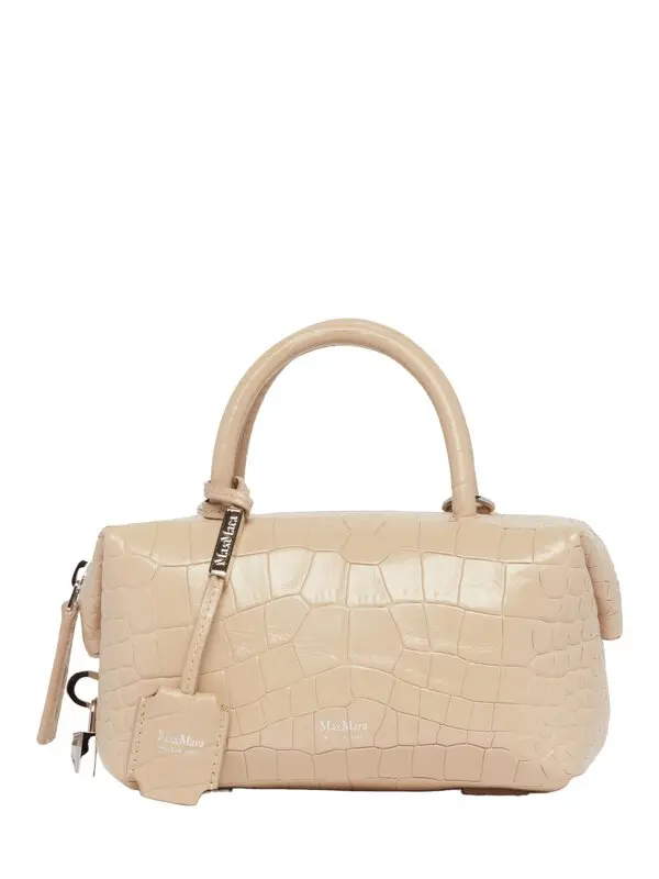 Max Mara Croc-effect Mini Top Handle Bag - Nude