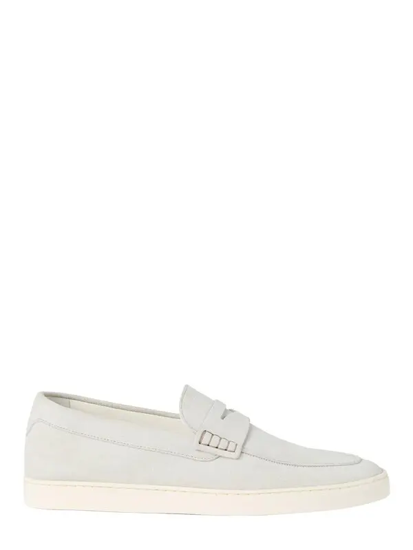 Brunello Cucinelli Suede Penny Loafers - Ivory