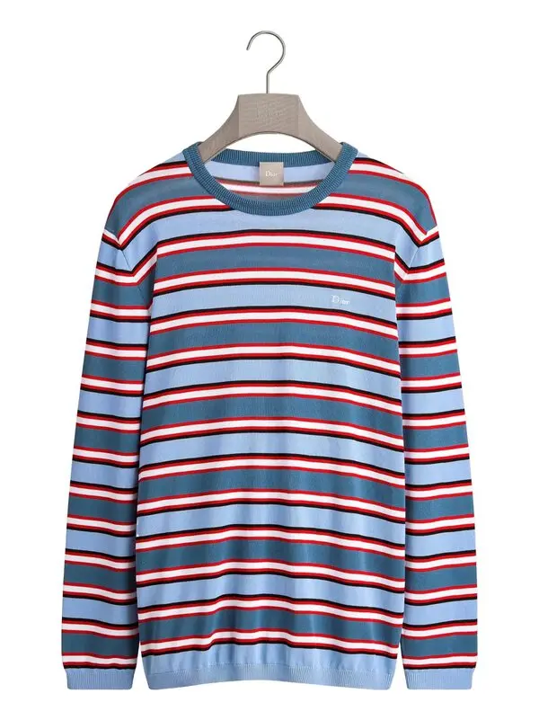 Dior Embroidered Striped Oversized Long-sleeved T-shirt - Blue
