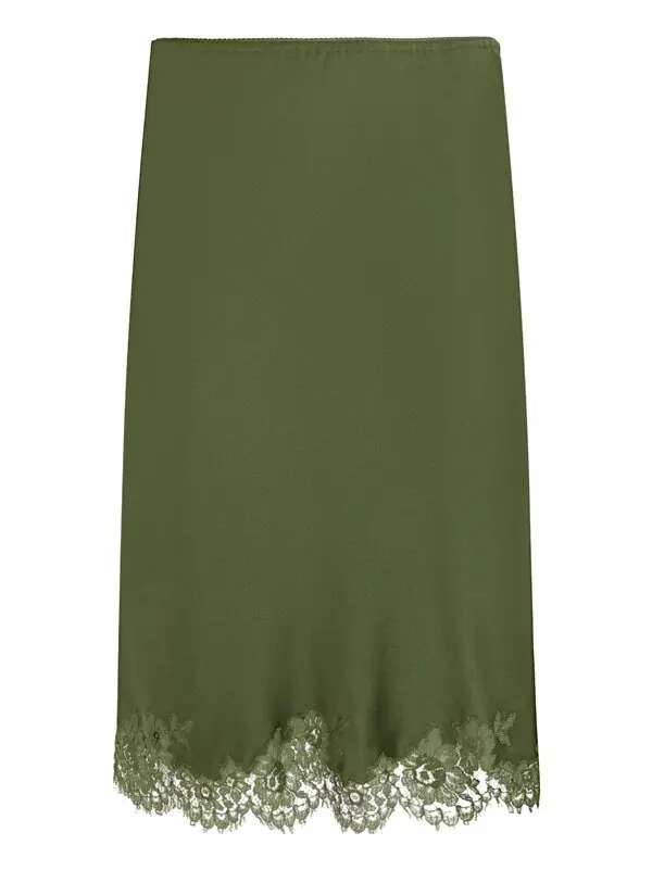 Saint Laurent Lace Hem Midi Skirt - Green