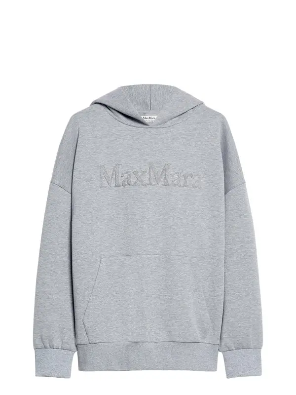 Max Mara Logo Detailed Long-sleeved Hoodie - Medium Gray