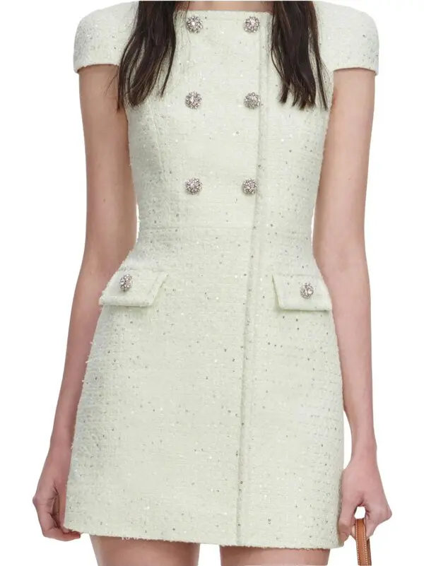 SELF-PORTRAIT Boucle Mini Dress - White