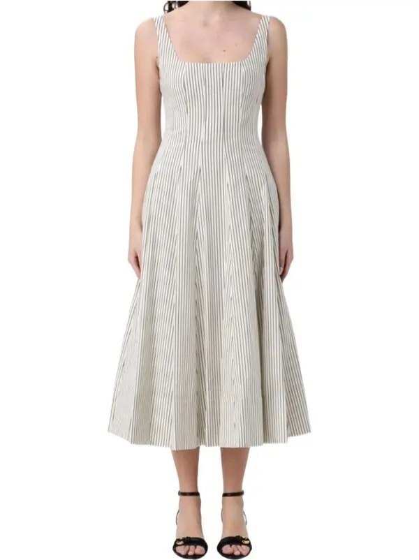 Staud Sleeveless Striped Shirtdress - Ivory