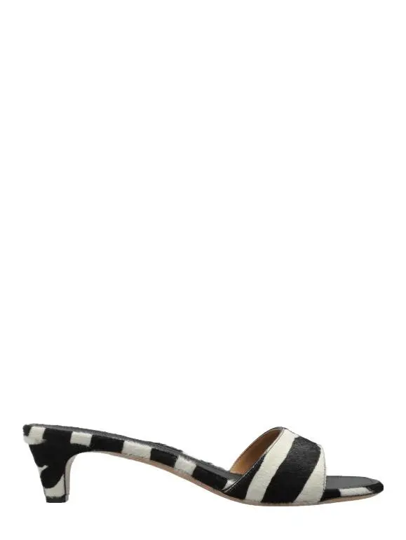 FERRAGAMO Zebra Print Heeled Sandals - Black