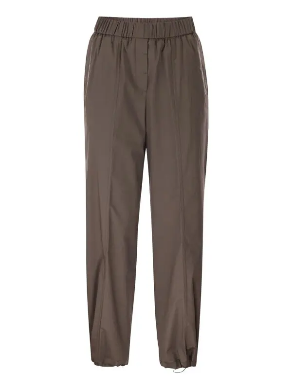 Peserico Elasticated Waistband Stretch Sateen Trousers - Brown