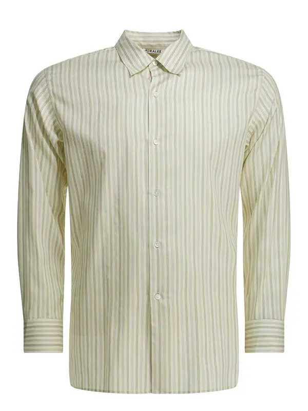 Auralee Striped Long Sleeve Shirt - White