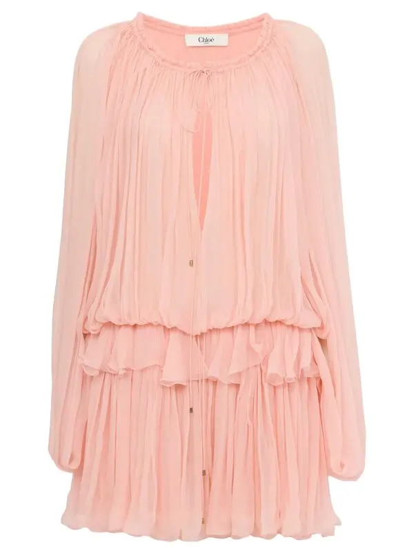 Chloé Cape Mini Dress - Rose Brown