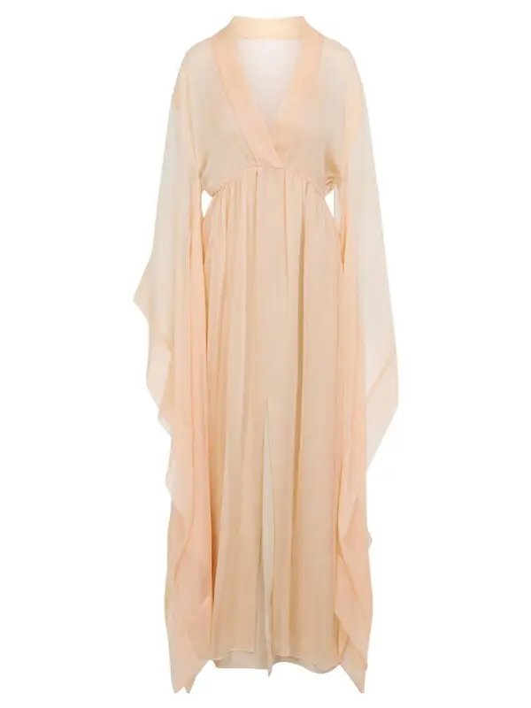 dress casual women's clothes Praire Floral Silk Chiffon Maxi Dress in Green and White