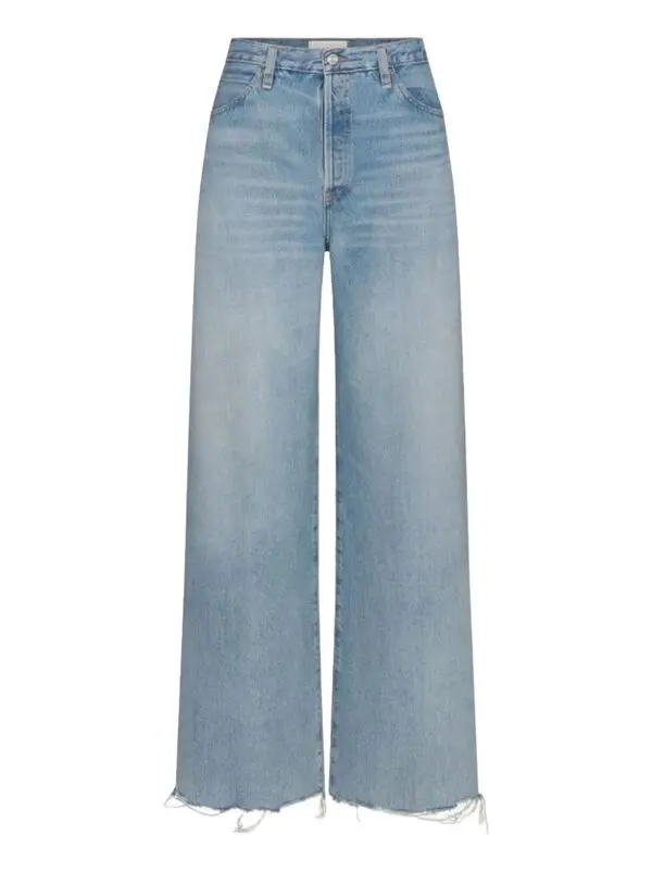 FRAME Collegiate Wide-leg Jeans With Frayed Hem - Gray
