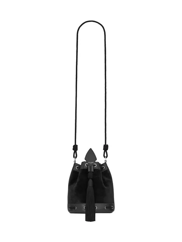 Saint Laurent Anja Suede Bucket Bag - Black