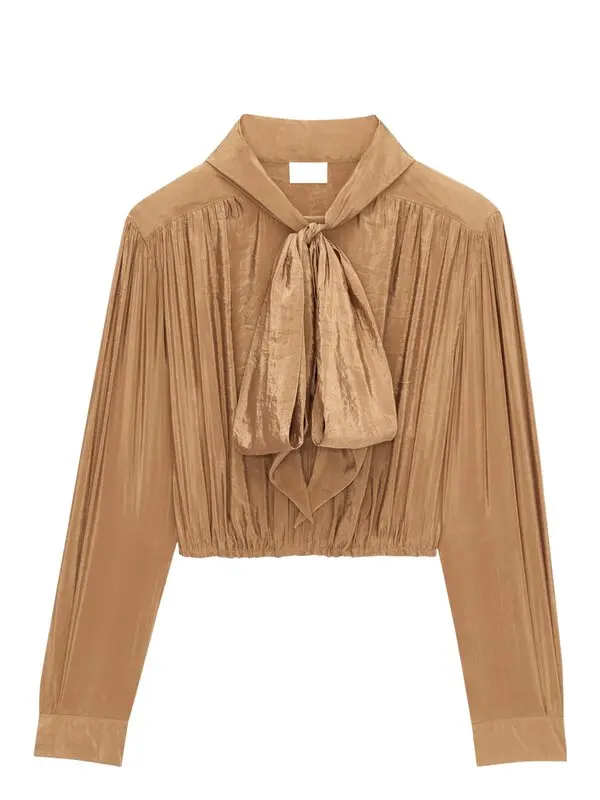 Saint Laurent Lavallière Blouse - Caramel