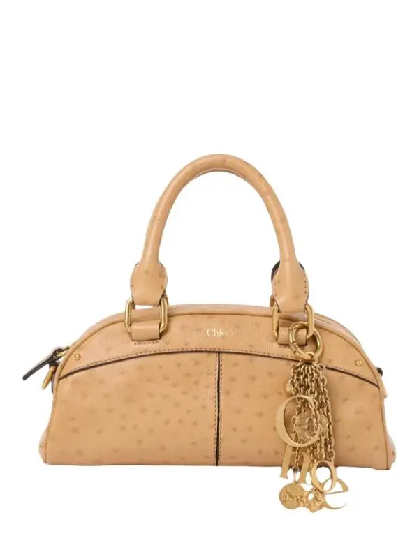 Chloé Logo Plaque Zip-up Small Bowling Bag - Bleached Brown