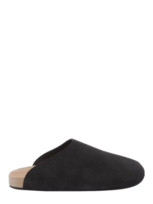 THE ROW Round Toe Slip-on Slipper - Black
