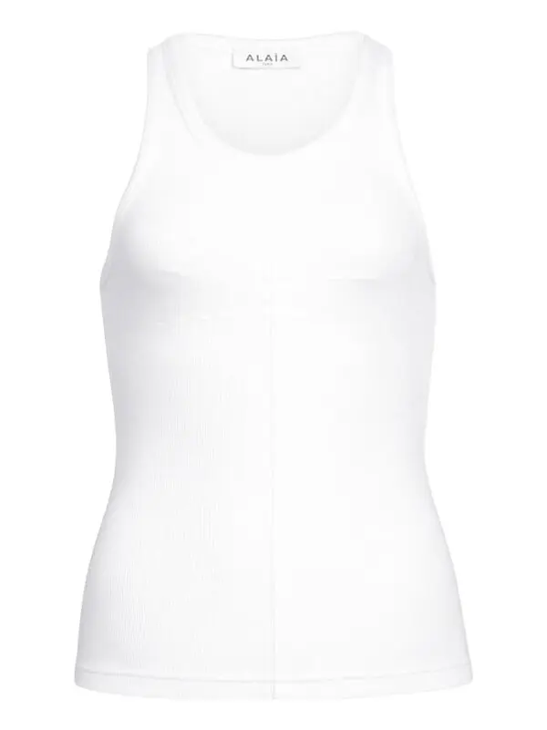 Alaïa Ribbed Tank Top With Darts - Blanc