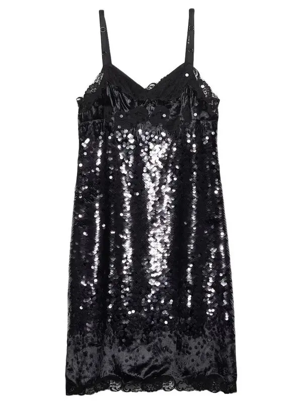 Prada Sleeveless Sequin Embellished Dress - Black