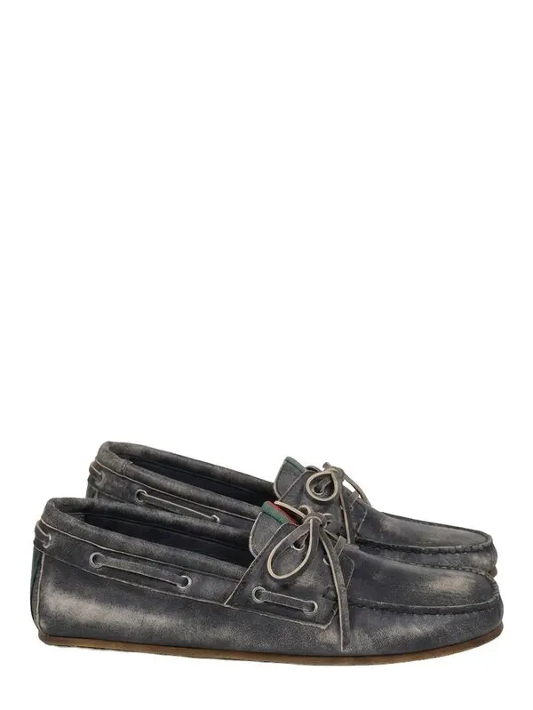 Gucci Distressed Boat Shoes - Black Washed