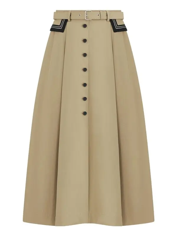 Dior Mid-length Flared Skirt - Beige