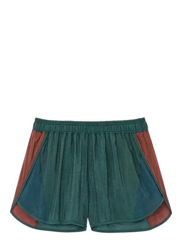 Saint Laurent Color-block Curved Hem Shorts - Emeraude