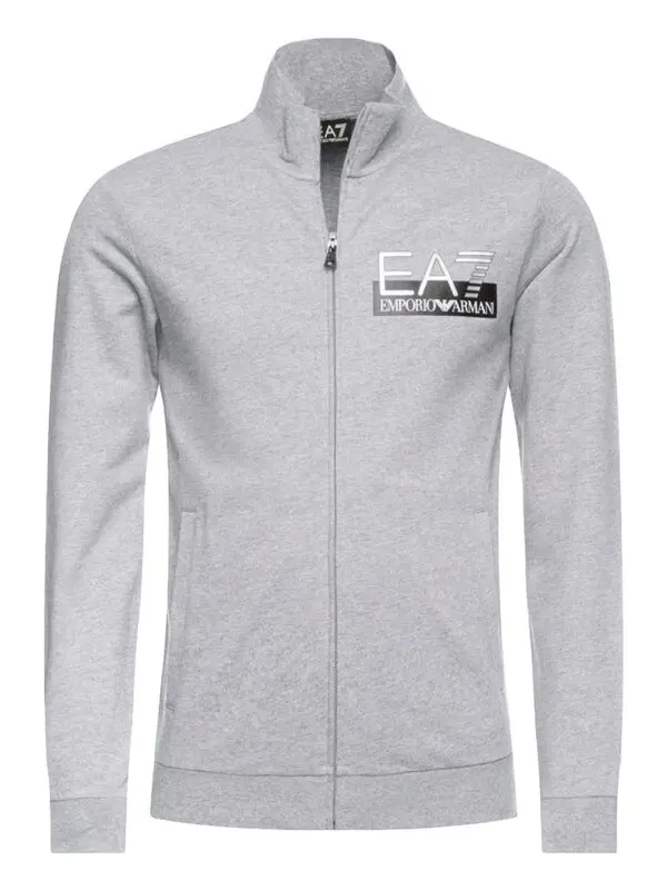 EA7 Logo Collar Zip-up Jacket - Gray