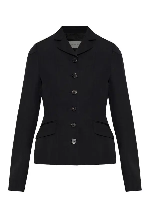 Dries Van Noten Long-sleeved Collared Jacket - Black