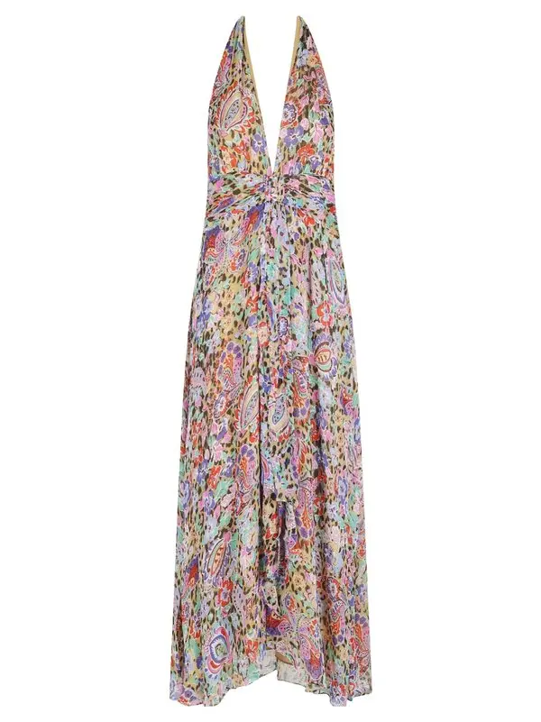 Rixo Sleeveless V-neck Printed Maxi Dress - Multicolor