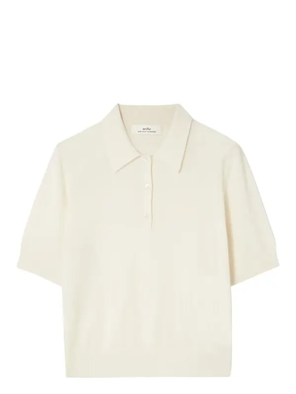 Arch4 Fine-knit Lapel Sweater - White