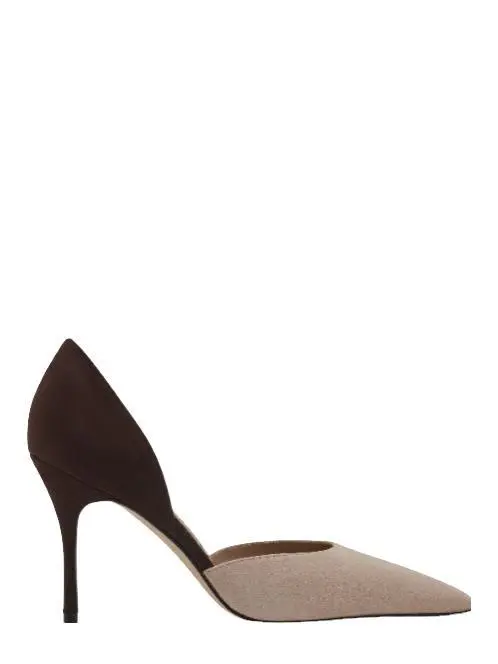 Manolo Blahnik Suede D'orsay Pumps - Light Beige And Brown