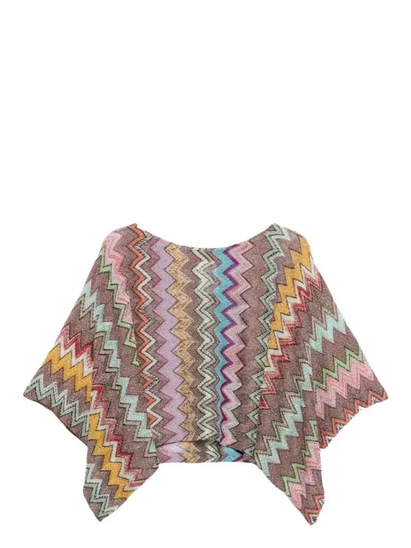 Missoni Short Sleeve Zigzag Pattern Blouse - Pink And Multicolour