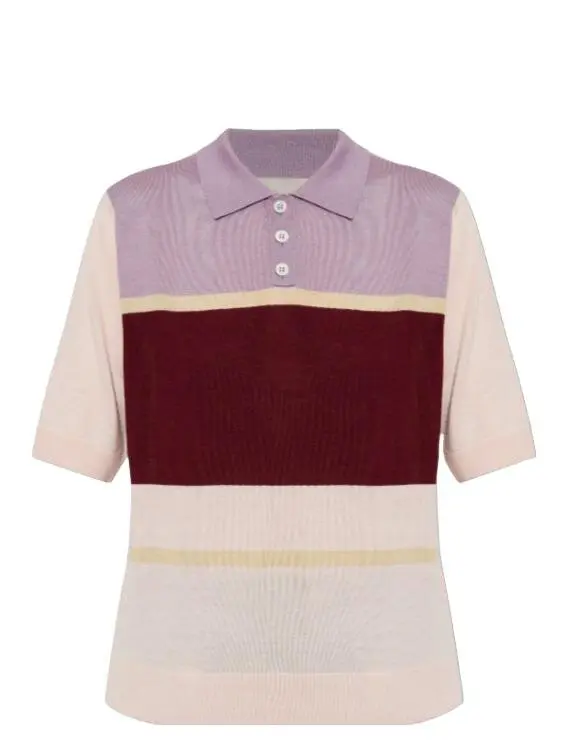 Marni Color-blocked Knit Polo Shirt - Rock Salt