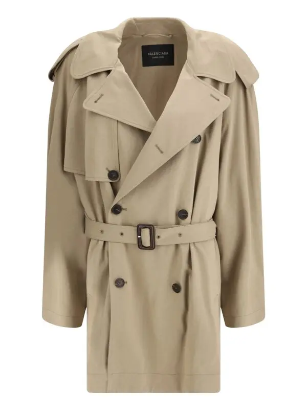 Balenciaga Belted Double-breasted Trench Coat - Nude