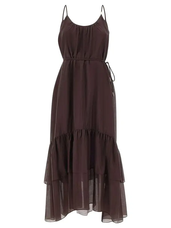 Liu Jo Tiered Ruffle Maxi Dress - Dark Brown