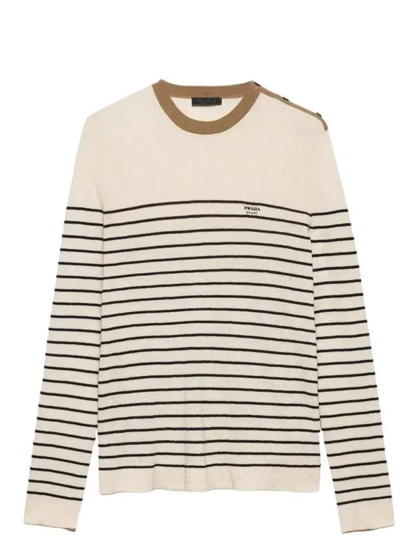 Prada Striped Crewneck Jumper - Natural Color