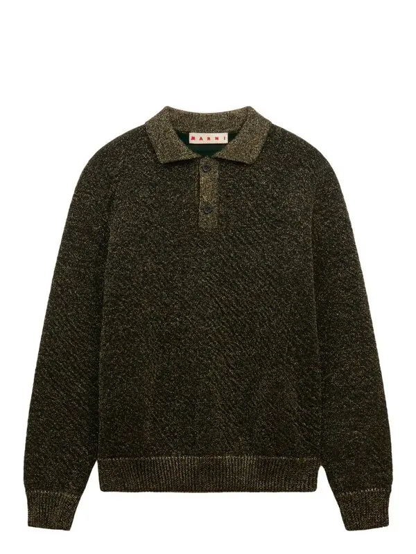 Marni Wool Polo Jumper With Lurex Detailing - Black