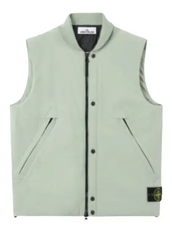 Stone Island Logo Patch Zipped Vest - Sage