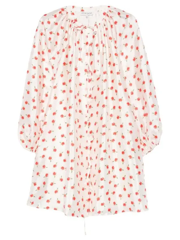 Stine Goya Floral Print Long Sleeve Dress - White