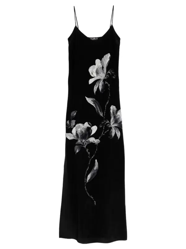 Ermanno Scervino Strappy Floral Print Maxi Dress - Black