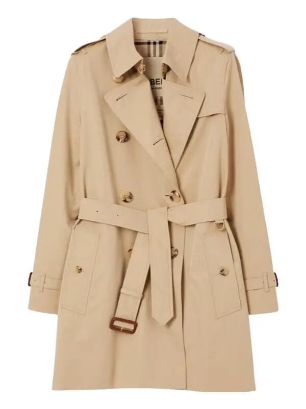 Burberry Double Breasted Belted Trench Coat - Nude