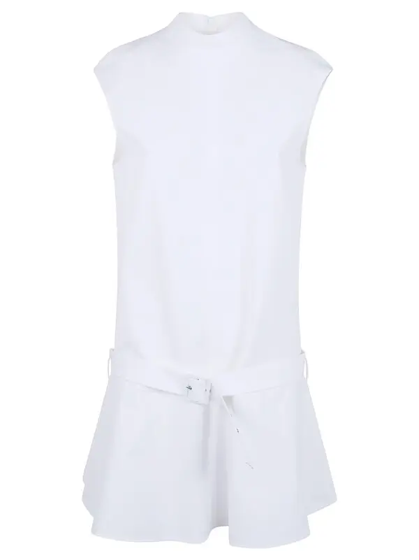 SEMICOUTURE Sleeveless Belted Dress - White