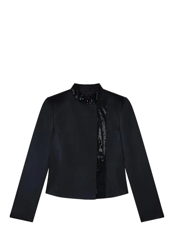 Giorgio Armani Mandarin Collar Jacket With Rhinestone Embellishments - Patterned