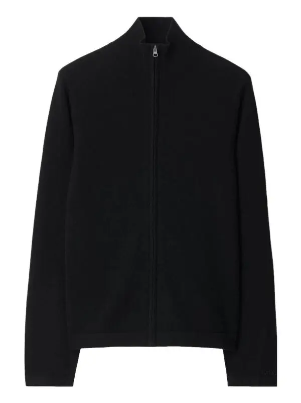 Burberry Cashmere Stand Collar Knitted Cardigan - Black