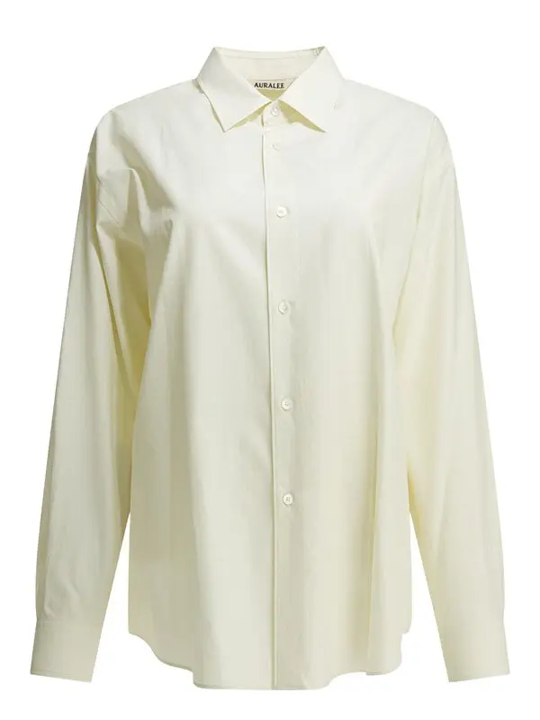 Auralee Long-sleeved Collared Shirt - White