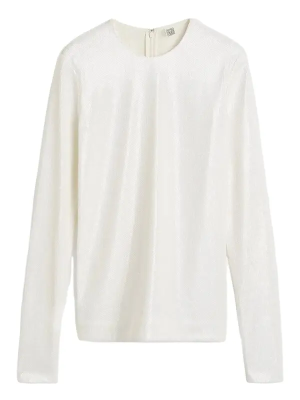 TOTEME Sequined Long Sleeve Top - White