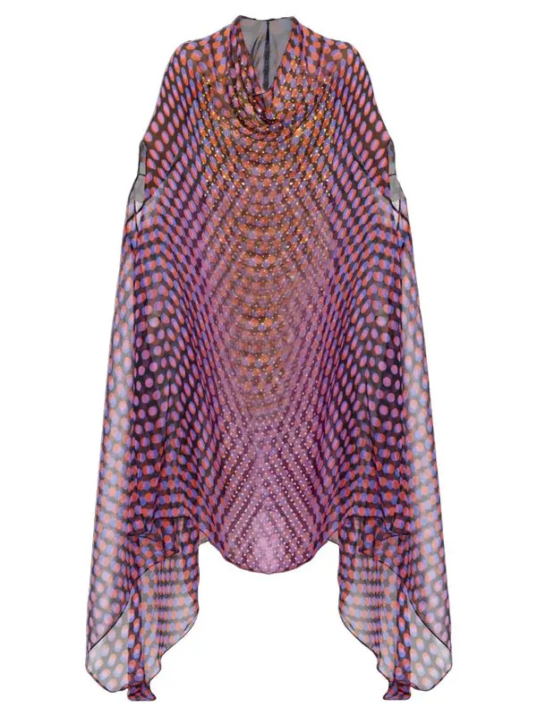 Dries Van Noten Polka-dot Cape Effect Draped Dress - Multiple Colors