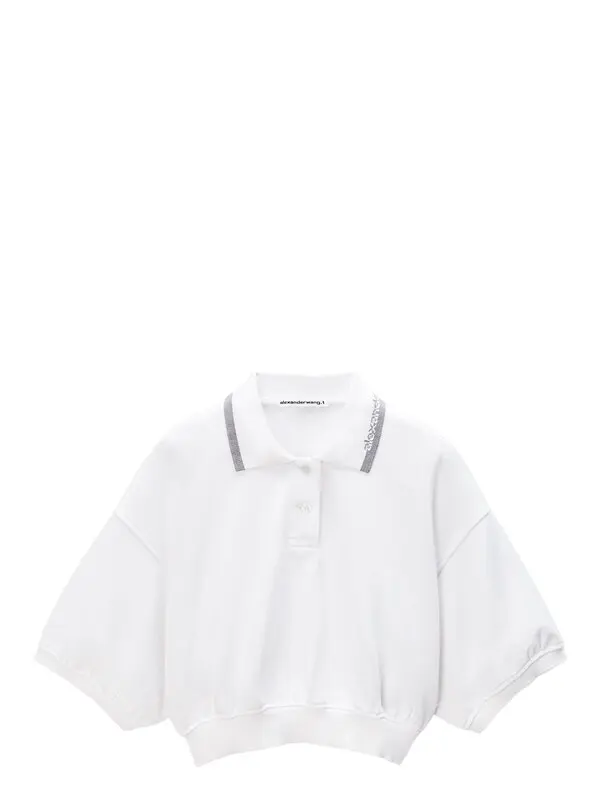 Alexander Wang Cropped Cinched Cotton Polo - White