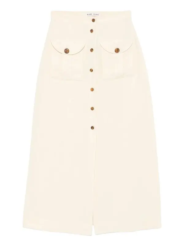BLAZÉ MILANO Button Detailed Midi Skirt - Butter Yellow
