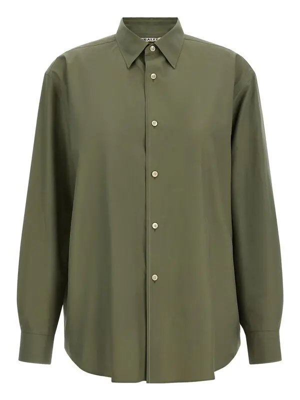 Auralee Long-sleeved Collared Shirt - Green