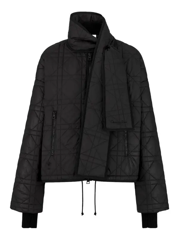 Dior Macrocannage Quilted Jacket With Scarf Collar - Black